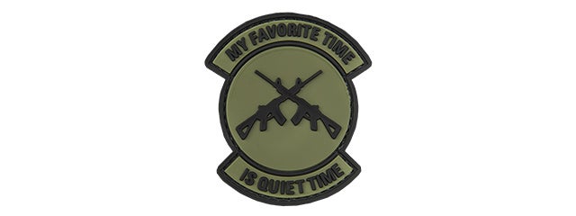 U PATCH-SQ-OG | "MY FAVORITE TIME IS QUIET TIME" PVC PATCH | Tacoma Airsoft Center CQB Field